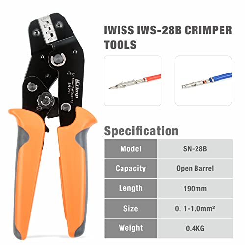 iCrimp SN-28B Dupont Crimping Tool for 3.96mm, 2.54mm, 2.5mm Pitch Dupont, JST XH VH Connectors, AWG 18 to 28