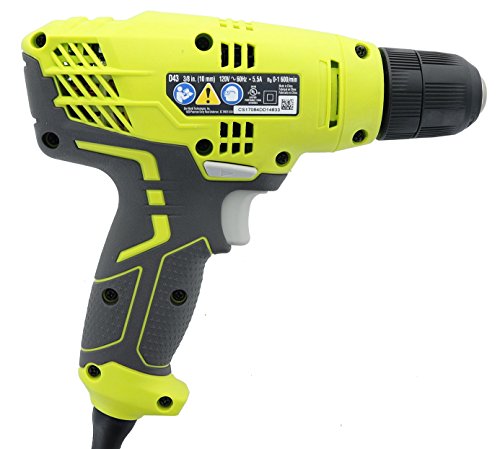 Ryobi D43K 5.5 Amp 3/8 Inch 1,600 RPM Variable Speed Trigger Corded Power Drill