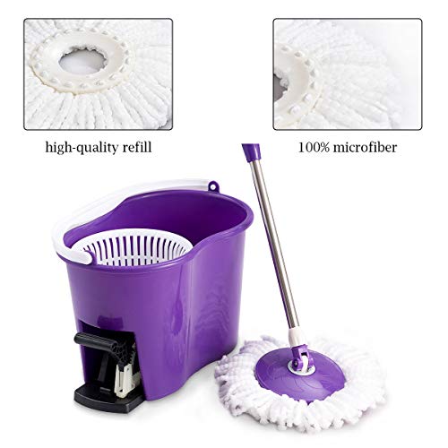 Goplus 2 Pieces Mop Replacement Head Spin Microfiber Magic Mop Refill 360° Spinning