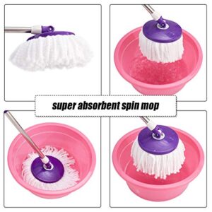 Goplus 2 Pieces Mop Replacement Head Spin Microfiber Magic Mop Refill 360° Spinning