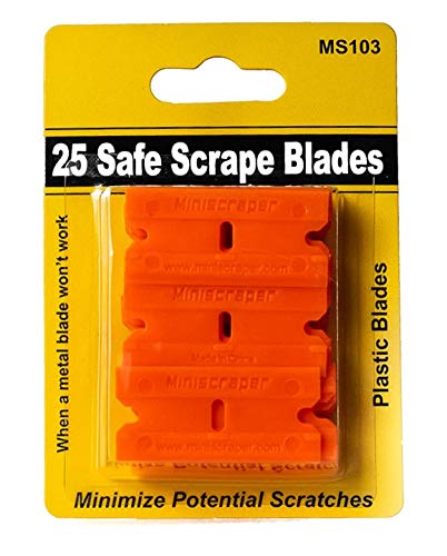 25 Plastic Double Edged Razor Blades with Titan Razor Scraper - Mini Scraper Combo