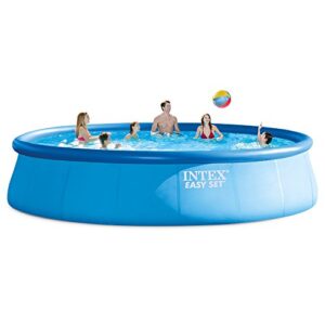 intex 18ft x 48in easy set pool set with filter pump, ladder, ground cloth & pool cover