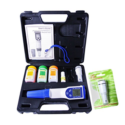 Gain Express 6-in-1 Waterproof pH/ORP/TDS/EC (Conductivity)/Salinity/Temp Meter Pocket Size Multi-Parameter Water Quality Tester Kit Replaceable ORP Probe