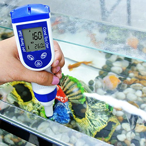 Gain Express 6-in-1 Waterproof pH/ORP/TDS/EC (Conductivity)/Salinity/Temp Meter Pocket Size Multi-Parameter Water Quality Tester Kit Replaceable ORP Probe