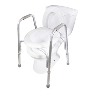 pcp raised toilet seat and safety frame (two-in-one), adjustable rise height, secure elevated lift over bowl, made in usa, regular