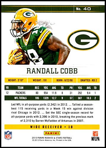 2013 Panini Rookies and Stars #40 Randall Cobb NM-MT Green Bay Packers Official NFL Football Trading Card