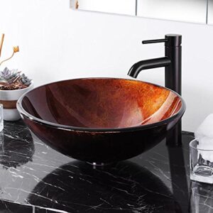 aquaterior modern bathroom round artistic tempered glass vessel vanity sink bowl basin spa (faucet not included)