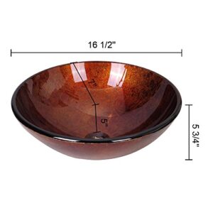 Aquaterior Modern Bathroom Round Artistic Tempered Glass Vessel Vanity Sink Bowl Basin Spa (FAUCET NOT INCLUDED)