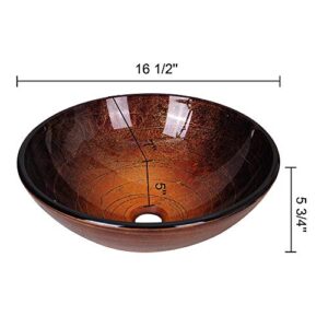 Aquaterior Tempered Glass Vessel Sink Bathroom Lavatory Round Bowl Pattern Basin(FAUCET NOT INCLUDED)