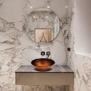 Aquaterior Tempered Glass Vessel Sink Bathroom Lavatory Round Bowl Pattern Basin(FAUCET NOT INCLUDED)