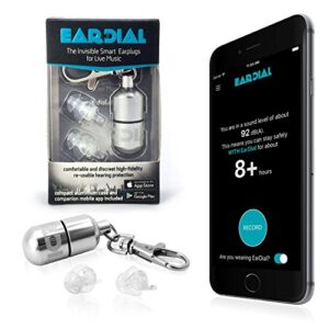 eardial hifi earplugs - invisible hearing protection for concerts, music festivals, musicians, motorcycles and other discreet comfortable high fidelity noise reduction. with compact case and app