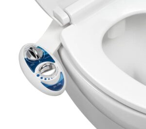 luxe bidet neo 185 - self-cleaning, dual nozzle, non-electric bidet attachment for toilet seat, adjustable water pressure, rear and feminine wash (blue)