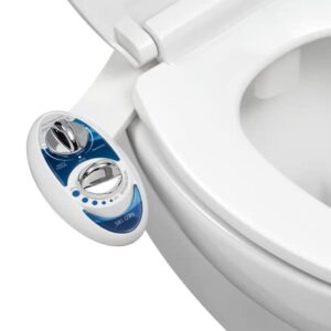 LUXE Bidet NEO 185 - Self-Cleaning, Dual Nozzle, Non-Electric Bidet Attachment for Toilet Seat, Adjustable Water Pressure, Rear and Feminine Wash (Blue)