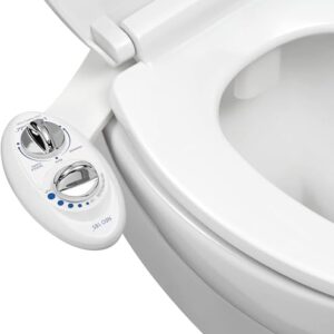 LUXE Bidet NEO 185 - Self-Cleaning, Dual Nozzle, Non-Electric Bidet Attachment for Toilet Seat, Adjustable Water Pressure, Rear and Feminine Wash (White)