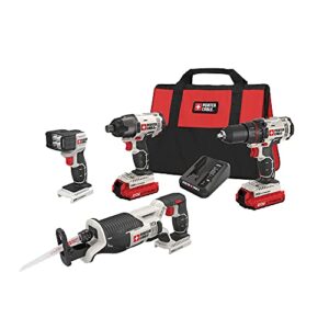 porter-cable 20v max* cordless drill combo kit, 4-tool (pcck615l4) , grey