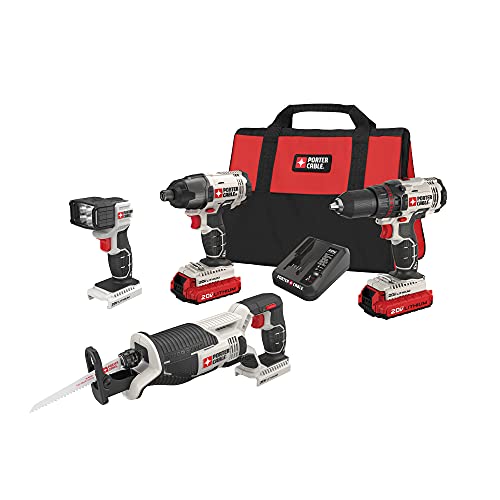 PORTER-CABLE 20V MAX* Cordless Drill Combo Kit, 4-Tool (PCCK615L4) , Grey