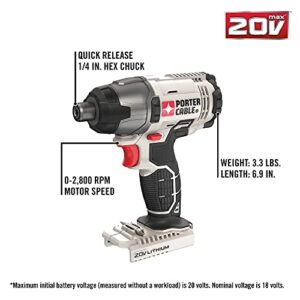 PORTER-CABLE 20V MAX* Cordless Drill Combo Kit, 4-Tool (PCCK615L4) , Grey