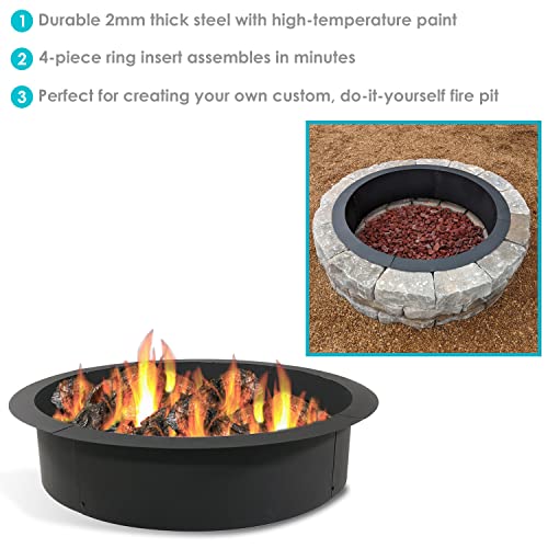 Sunnydaze 2mm Thick Steel Fire Pit Ring Insert - DIY Above or In-Ground Liner - 42-Inch Outer Diameter (36-Inch Inner Diameter)