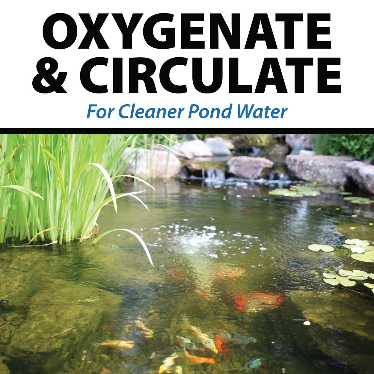 CrystalClear PondAir 2, Complete Aeration Kit, Whisper Quiet Water Garden Oxygenation Bubbler System Adds Oxygen to Koi & Fish Ponds, Outdoor Aerator Compressor Pump, Tubing & 2 Air Submersible Stones