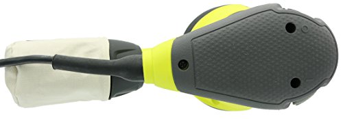 Ryobi RS290G 2.6 Amp 12,500 OPM Single Speed 5 Inch Hook and Loop Corded Random Orbit Sander w/ 3 Pads and Dust Bag