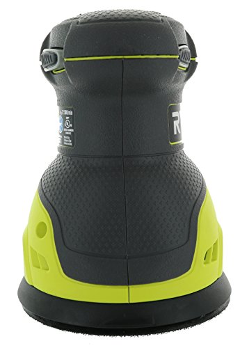 Ryobi RS290G 2.6 Amp 12,500 OPM Single Speed 5 Inch Hook and Loop Corded Random Orbit Sander w/ 3 Pads and Dust Bag