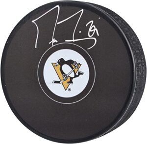 marc-andre fleury pittsburgh penguins autographed hockey puck - autographed nhl pucks