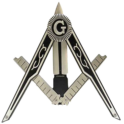 UNOSEKS TG,LLC Treasure Gurus Free Mason Seal G Square & Compass Folding Pocket Knife