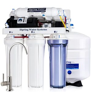 ispring rcc100p high capacity 5-stage under sink water filter reverse osmosis ro drinking water filtration system, 100 gpd, performance-boosted