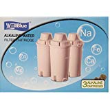 alkaline 7 stage mineral water ionizing filter drop in style cartridge-works with wellblue, brita style pitchers (3 pack)