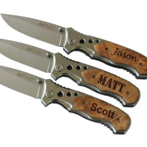 MTECH USA Free Engraving Personalized Laser Engraved Tactical Pocket Knife, Fathers Dad for Day, Groomsmen Gift, Graduation Gifts, Gifts for Men … (MT 423SL)