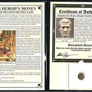 Ancient Roman Herod Prutah of The Holy Land Coin with Certificate and Album