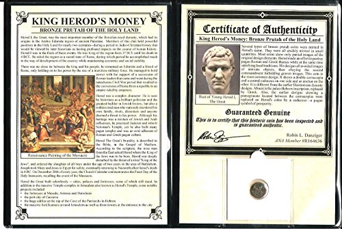 Ancient Roman Herod Prutah of The Holy Land Coin with Certificate and Album