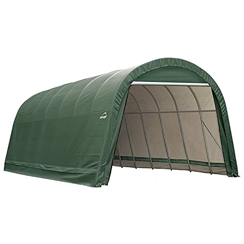 ShelterLogic 14-Ft.W Round-Style Instant Garage - 28ft.L x 14ft.W x 12ft.H, 2 3/8in. Frame, Green, Model Number 95334