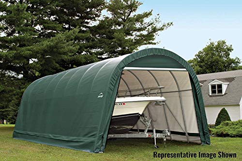 ShelterLogic 14-Ft.W Round-Style Instant Garage - 28ft.L x 14ft.W x 12ft.H, 2 3/8in. Frame, Green, Model Number 95334