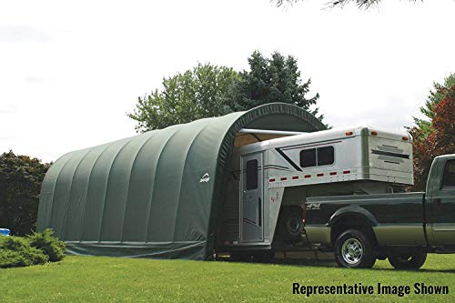 ShelterLogic 14-Ft.W Round-Style Instant Garage - 28ft.L x 14ft.W x 12ft.H, 2 3/8in. Frame, Green, Model Number 95334