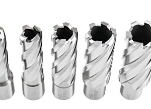 Accusize Industrial Tools Hss Annular Cutter Set, 2'' Cutting Depth, 7/16'' to 1-1/16'' Slugger Cutter, 8 Pcs/Set, HSS2-0000