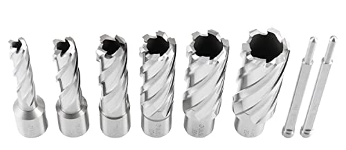 Accusize Industrial Tools Hss Annular Cutter Set, 2'' Cutting Depth, 7/16'' to 1-1/16'' Slugger Cutter, 8 Pcs/Set, HSS2-0000