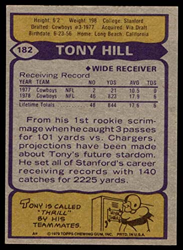 1979 Topps # 182 Tony Hill Dallas Cowboys (Football Card) EX/MT Cowboys Stanford