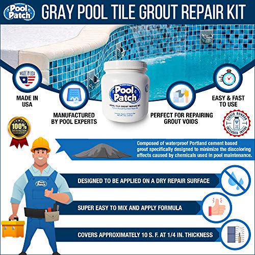 Pool Patch Gray Pool Tile Grout Repair Kit, 3-Pound, Gray