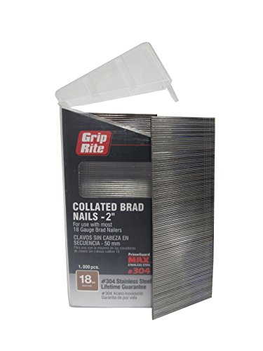 Grip Rite Prime Guard MAXB64878 18-Gauge 304-Stainless Steel Brad Nails in Belt-Clip Box (Pack of 1000), 2"