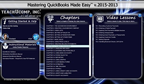 TEACHUCOMP Video Training Tutorial for QuickBooks Desktop Pro 2015 DVD-ROM Course and PDF Manual