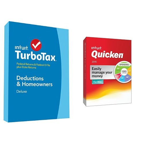 TurboTax Deluxe 2014 Fed + State and Quicken for Mac 2015 Bundle