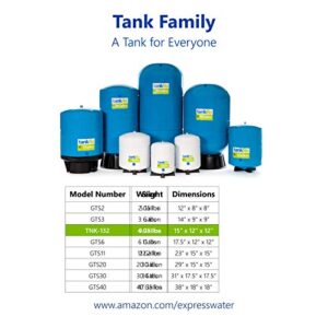 tankRo RO132-TNK RO Water Filtration System Expansion Tank 4 Gallon Capacity – NSF Certified – Compact Reverse Osmosis Water Storage Pressure Tank 1/4" Tank Ball Valve