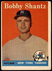 1958 topps # 419 bobby shantz new york yankees (baseball card) fair yankees