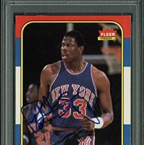 Knicks Patrick Ewing Signed Card 1986 Fleer Rc #32 Auto Graded 9 PSA/DNA Slabbed - Basketball Slabbed Rookie Cards