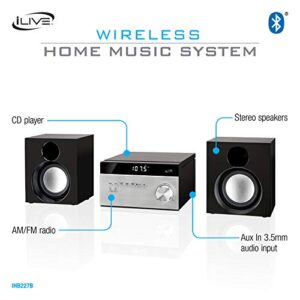 iLive Wireless Home Stereo System, with CD Player and AM/FM Radio, Includes Remote Control (iHB227B),Black/Silver