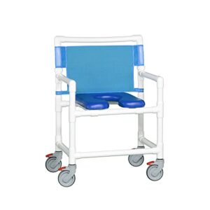 ipu vl of9200 os oversize (extra wide) rolling shower chair 400 lbs capacity (blue)