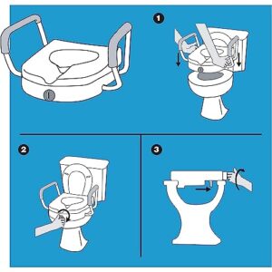 Cardinal Health ProBasics Raised Toilet Seat with Lock and Arms, 350 lb Weight Capacity.