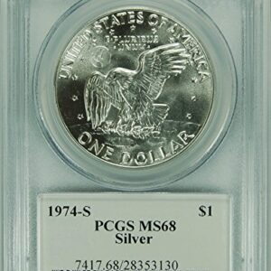 1974 Eisenhower IKE SILVER Presidential Label Dollar MS-68 PCGS