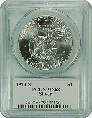 1974 Eisenhower IKE SILVER Presidential Label Dollar MS-68 PCGS